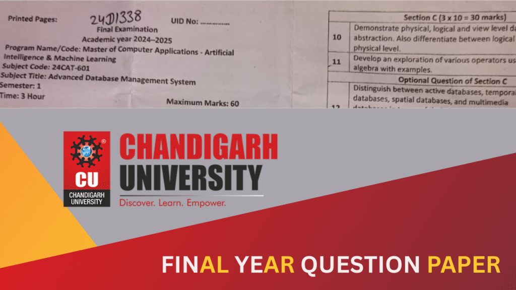 Artificial Intelligence End Sem Question Paper:Chandigarh University ...